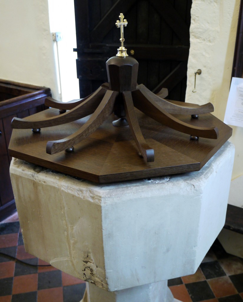Octagonal Font Cover in Oak